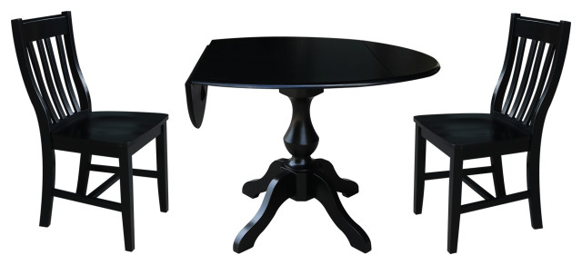 42" Round Top Pedestal Table with 2 Chairs - Transitional - Dining Sets ...