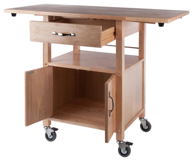 Rachael Kitchen Cart, Drop Leaf, Natural, 45 in. W x 20 in. D x 33.25 ...