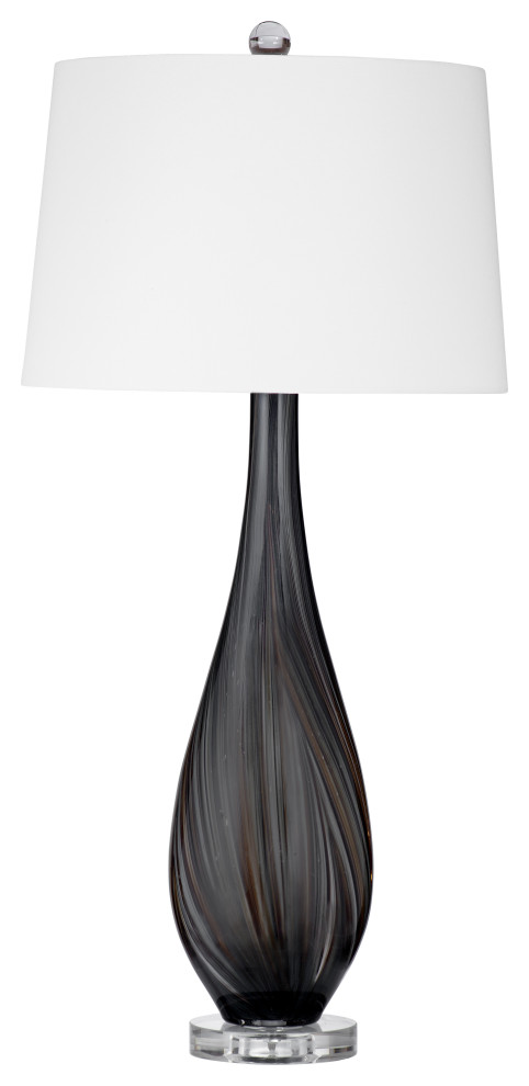 Black Glass Table Lamp - Transitional - Table Lamps - by BASSETT MIRROR ... Black Glass Table Lamp - Transitional - Table Lamps - by BASSETT MIRROR ...
