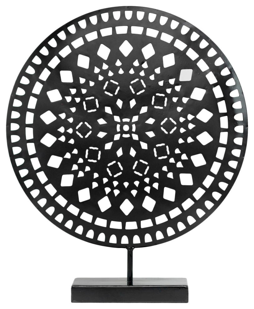 Black Medallion Sculpture on Stand - Contemporary - Decorative Objects ...