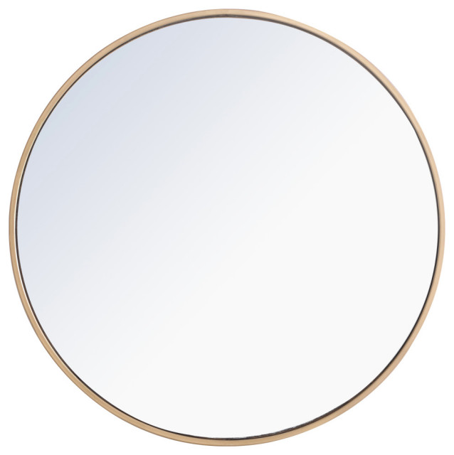 Elegant Eternity Metal Frame Round Mirror 28" Brass Finish ...