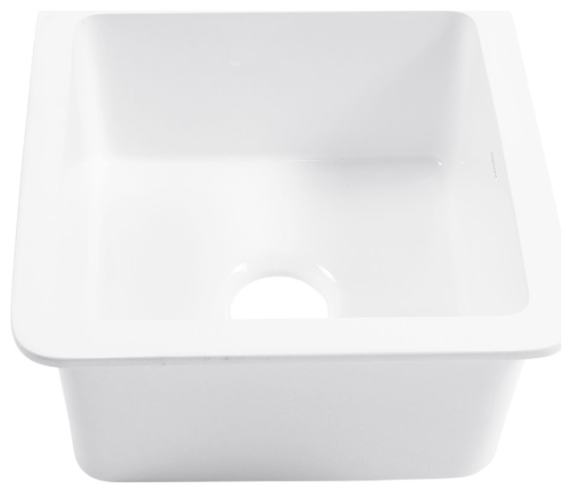 Eden Crisp White Fireclay 18" Single Bowl Undermount Kitchen Sink ...