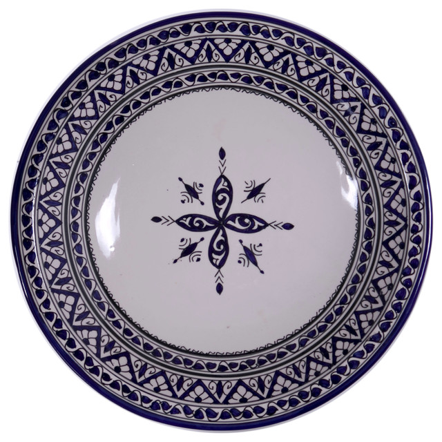 Berber Design Serving Platter, Blue and White - Mediterranean - Serving ...