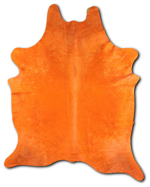 DYED HAIR ON Cowhide Rug DE DYED ORANGE, 5'x7' to 6'x8' - Contemporary ...