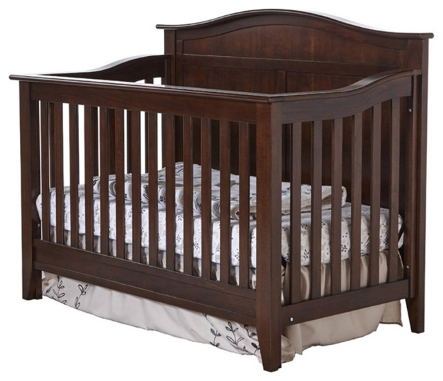 Pemberly Row Arch-Top Forever Transitional Wood Crib in Mocacchino ...