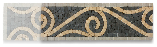 Marble Mosaic Border Insert Listello Tile Swirl Nero 4x12 Tumbled, 1 ...