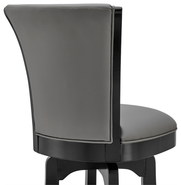 Armen Living Raleigh 26" Faux Leather Swivel Counter Stool in Gray ...
