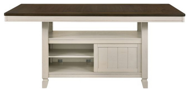 Benzara BM261672 Counter Height Table With Built in Shelves, Brown and ...