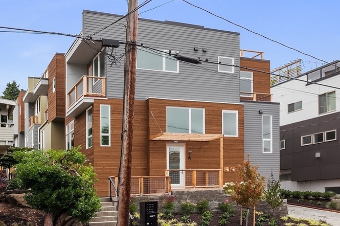 Modern Magnolia Townhouse With Yellow Accents - Contemporary - Exterior ...