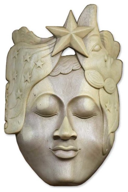 Goddess of The Moon and Stars Wood Mask - Contemporary - Decorative ...