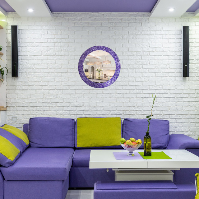 24" Decorative Glass Mosaic Wall Mirror - Purple Decorative Mirrors for ...