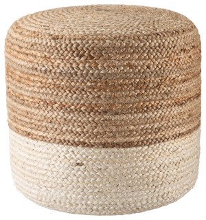 Jaipur Living Oliana Ombre White/Beige Cylinder Pouf - Beach Style - Floor Pillows And Poufs ...