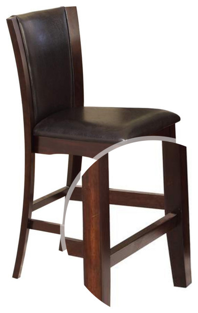 Wooden Counter Height Chair with Raised Back, Set of 2, Brown ...