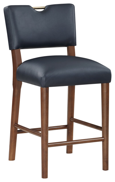 Bonito Midnight Blue Faux Leather Wood Counter Height Stool ...
