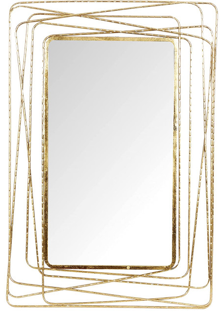 Contemporary Wall Mirror, Unique Metallic Gold Frame & Rectangular ...