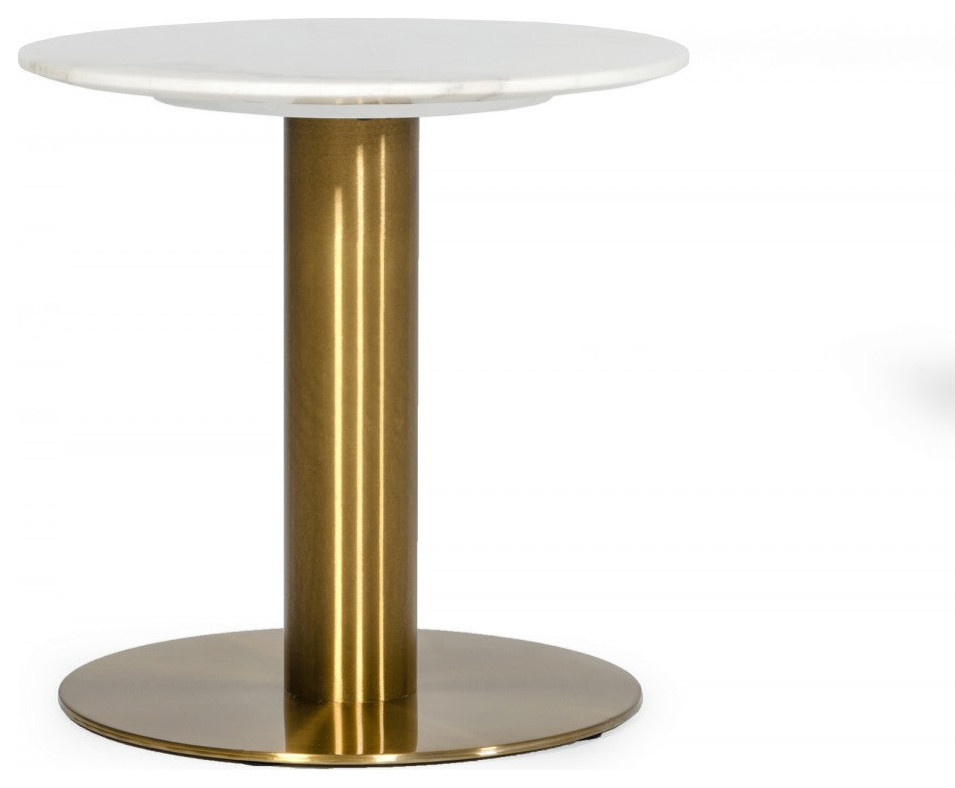 Niobe Glam White Marble and Brushed Gold End Table - Contemporary ...
