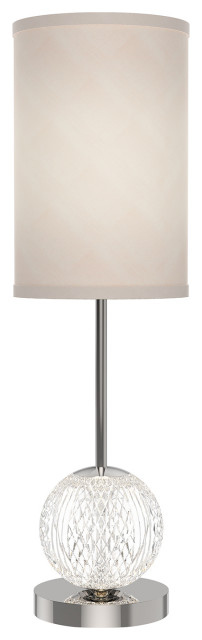 Marni Table Lamp, Polished Nickel/White Linen, 6.25"Dx21.5"H, 6.25"Dx21 ...