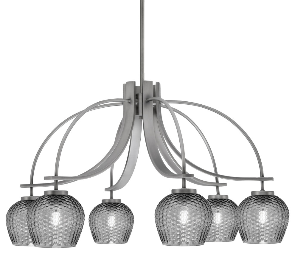 Cavella 6 Light, Downlight Chandelier, Graphite Finish, 6" Smoke ...