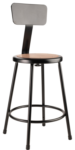 NPS Heavy Duty Steel Stool With Backrest, Black, 24 in. Height ...