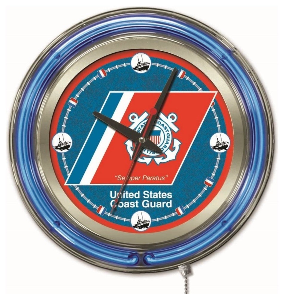 U.S. Coast Guard Neon Clock - Contemporary - Wall Clocks - by Holland ...