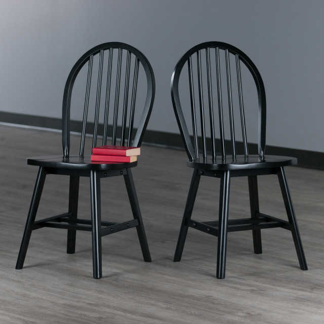 Windsor Set of 2 Chair Set, Black - Transitional - Dining Chairs - by ...
