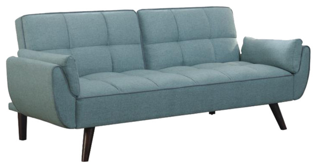 Sofa Bed with Biscuit Tufted, Turquoise Blue and Walnut - Midcentury ...