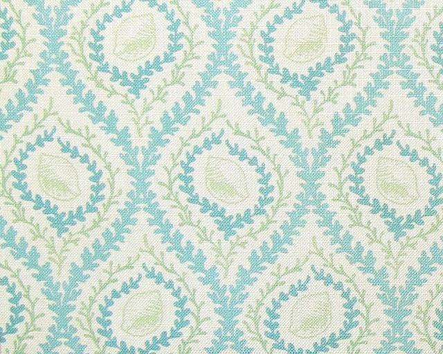 Aqua Blue Green Seashell Fabric Sea Glass Coral Upholstery Lattice ...