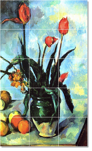 Paul Cezanne Flowers Painting Ceramic Tile Mural #249, 36" Wide x 60 ...