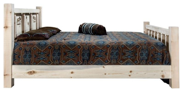 Montana Woodworks Homestead Wood King Bed with Laser Engraved Moose in ...