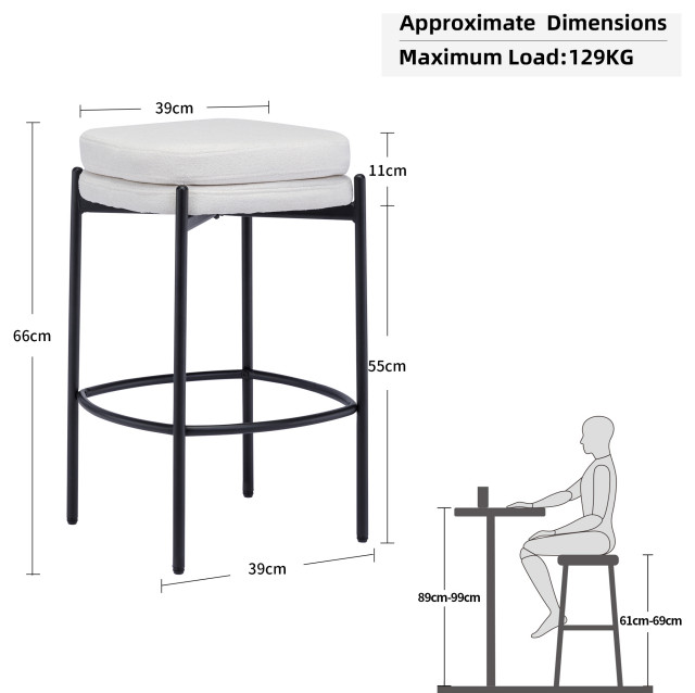 Backless Double-Layered Counter Stools Set of 2 - Midcentury - Bar ...