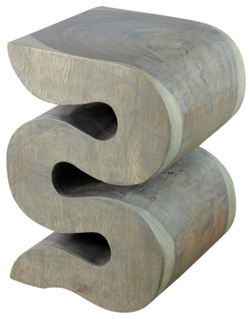 Haussmann Wood Big Wave Verve Accent Snake Table, 14x14x20, Agate Grey ...