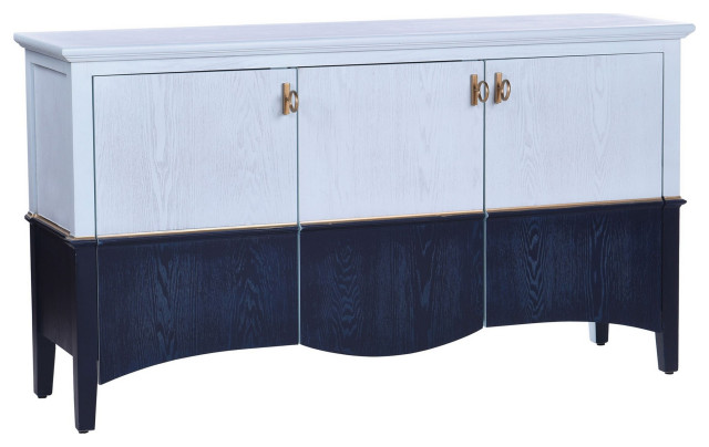 Riviera Three Door Sideboard Gold Accents- Washed White, Washed Blue ...