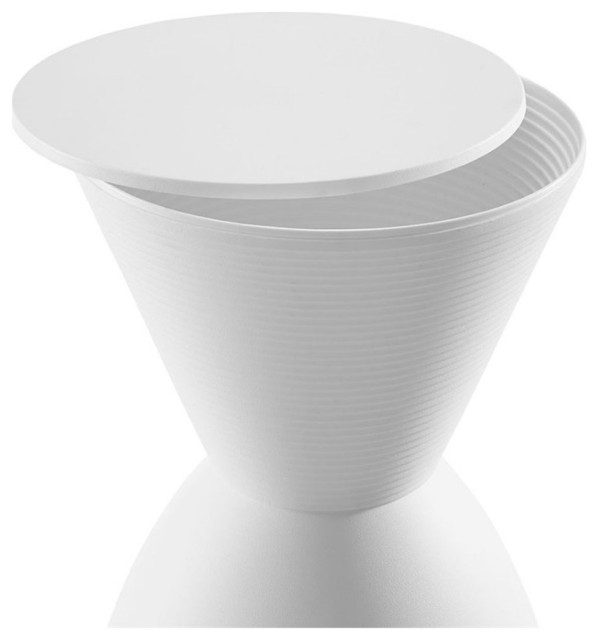 Hawthorne Collections 17" Contemporary Plastic Storage Stool in White ...