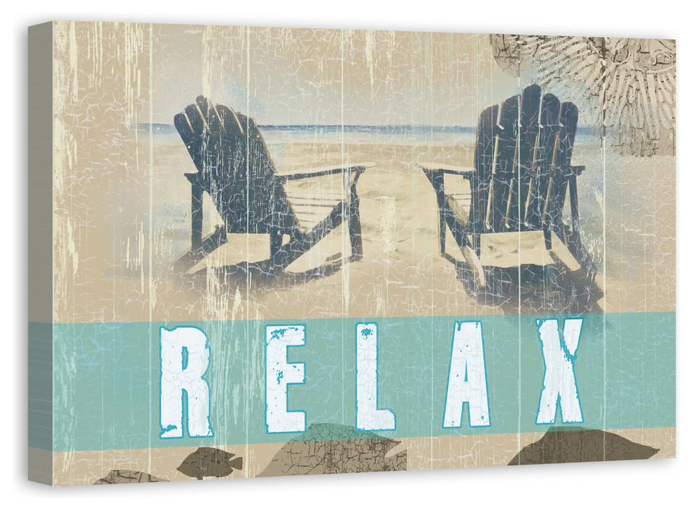 "Relax Coastal" Canvas Wall Art, 36x24, 36x24 - Beach Style - Prints ...