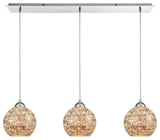 Elk Lighting Crosshatch 3-Light Linear Pan Fixture, Polished Chrome ...