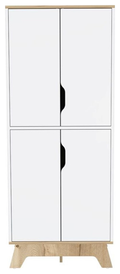 Pemberly Engineered Wood Row Double Kitchen Pantry in Light Oak-White ...