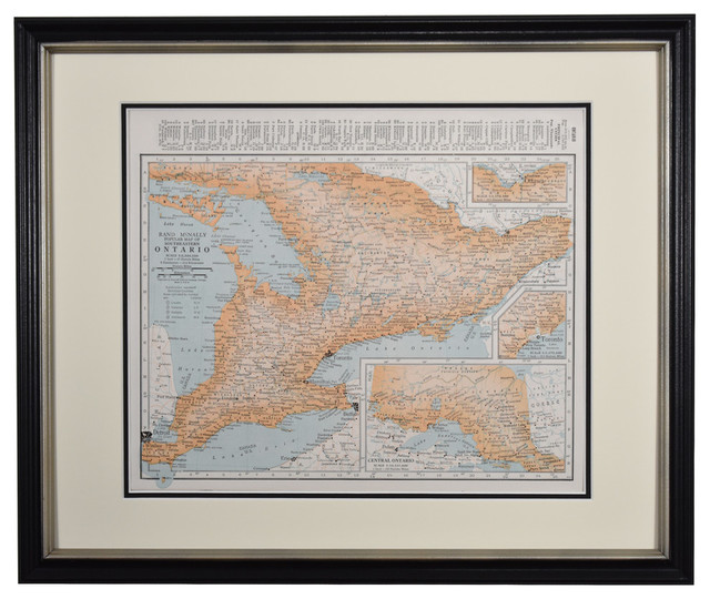 Original Vintage 1940s Ontario, Canada Map, Framed - Traditional ...