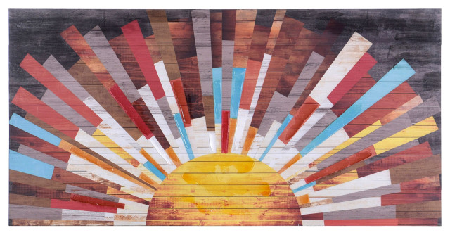 Sun Rays Distressed Color Block Rays on Wood Hand Painted Accents ...