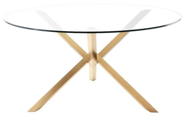 Round Glass Brass Dining Table, 60" - Contemporary - Dining Tables - by ...