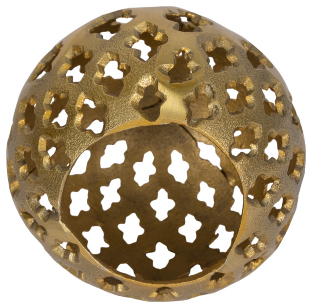 Metal, 6" Cut-Out Orb, Gold - Contemporary - Decorative Objects And ...