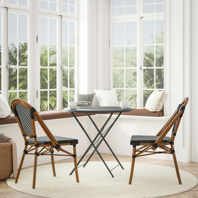 2PK Black, White Paris Chair - Tropical - Outdoor Dining Chairs - by ...