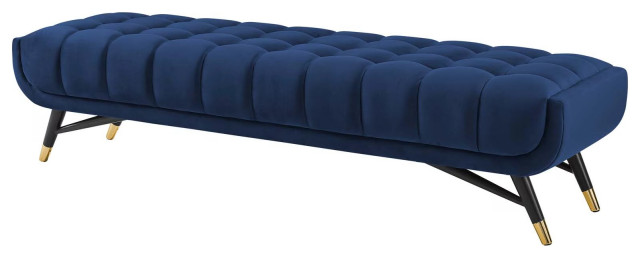 Elegant Accent Bench, Armless Design With Comfortable Velvet Seat ...