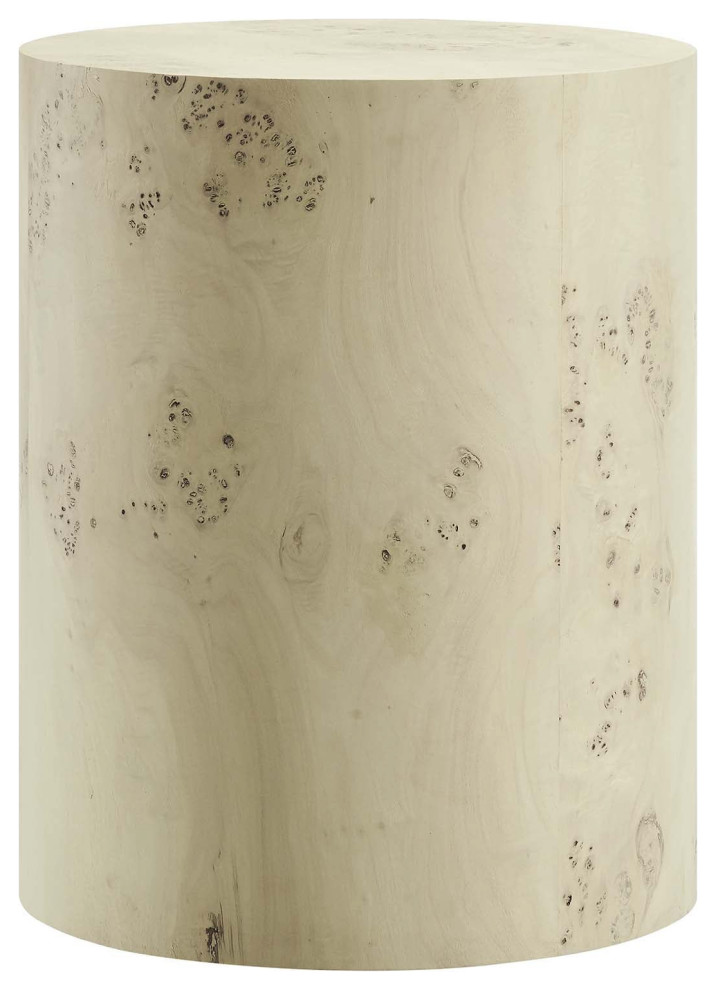 16" Round End Table, Drum Burl Wood Side Table - Transitional - Side ...