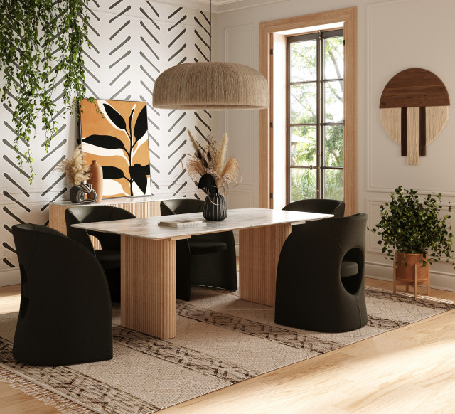 Modrest Cambridge White Marble and Mango Rectangular Dining Table ...