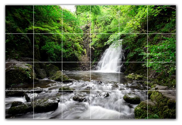 Waterfalls Ceramic Tile Wall Mural HZ501106, 25.5" Wide x 17" High ...