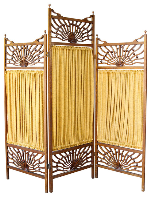 Art Nouveau Three-panel Folding Dressing Screen - Modern - Screens And ...