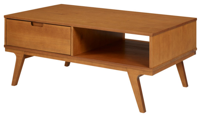 Mateo 1 Drawer Bridge Leg Solid Wood Coffee Table - Modern - Coffee ...