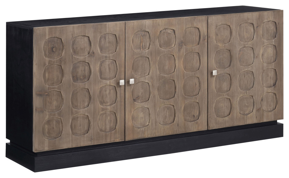 Victoria Reclaimed Pine 4-Door Sideboard, Matte Black - Transitional ...
