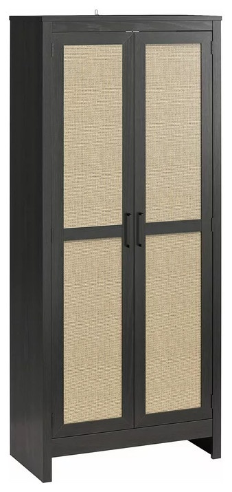 Traditional Storage Cabinet, Frame Paneled Doors With Metal Handles ...