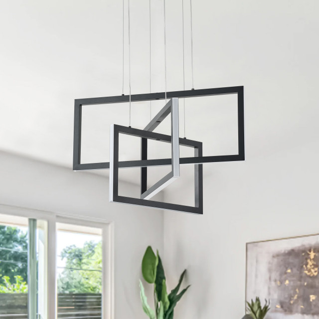 3-Light LED Rectangle Pendant Chandelier - Modern - Pendant Lighting ...